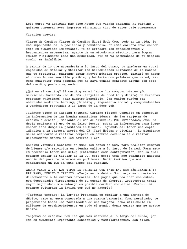 Curso Carding de Noob A Profesional para Tutori4les | PDF