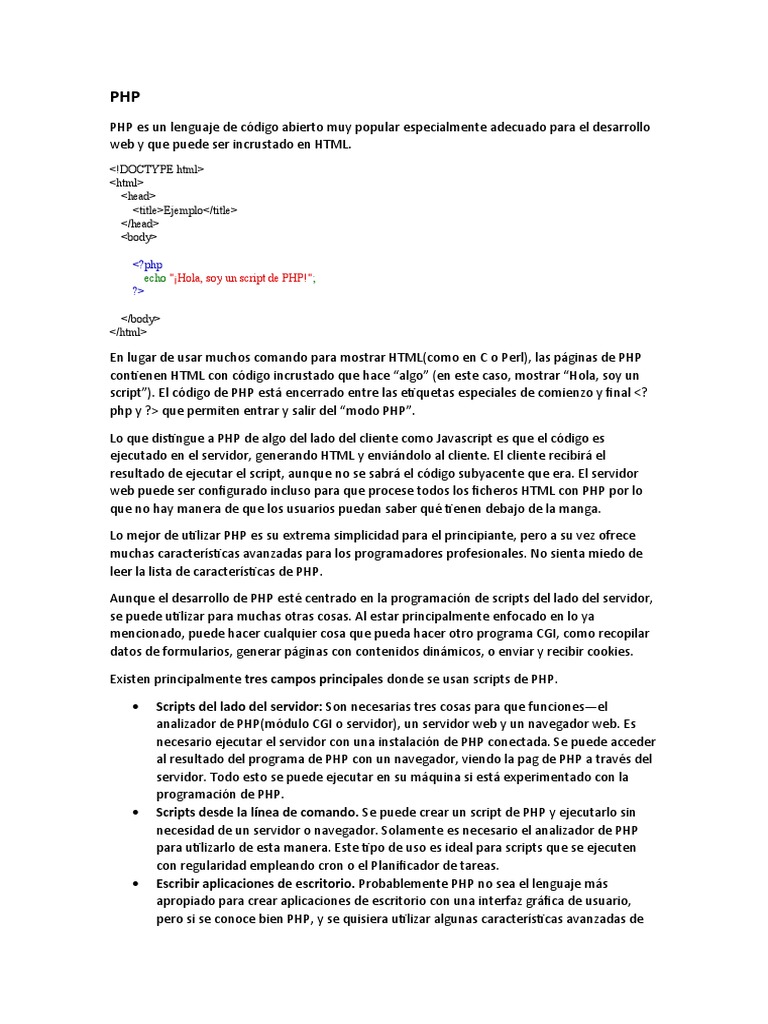 PHP Teoría | PDF | Php | Servidor web
