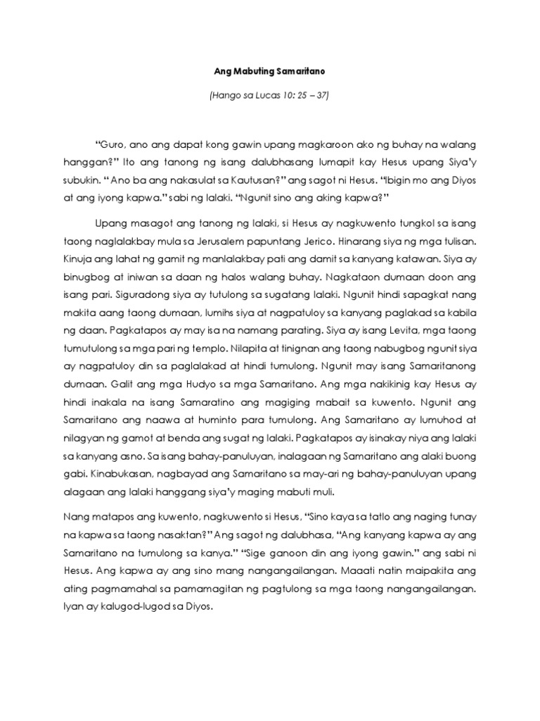 Ang Mabuting Samaritano | PDF