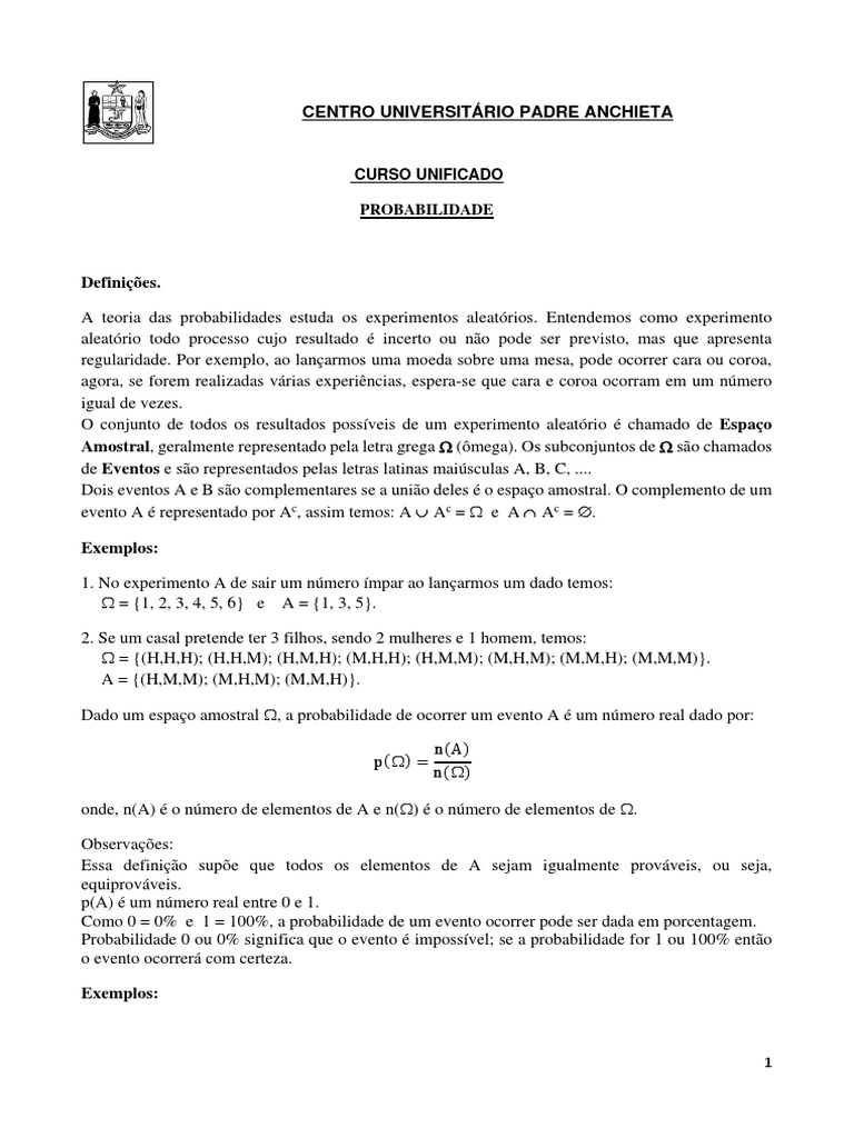 Probabilidade | PDF | Probabilidade | Matemática