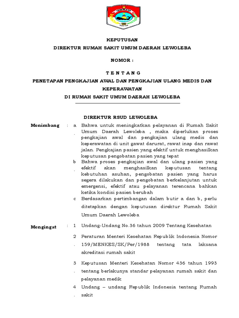 Pengkajian Awal dan Ulang Pasien RSUD Lewoleba | PDF
