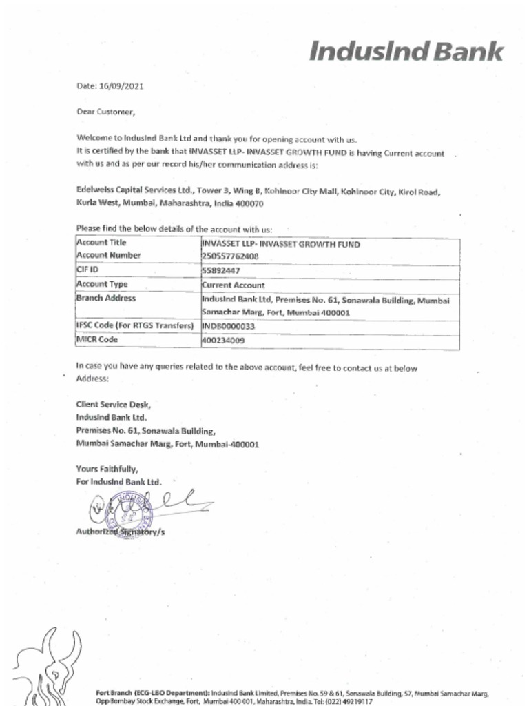 Bank - Welcome Letter | PDF