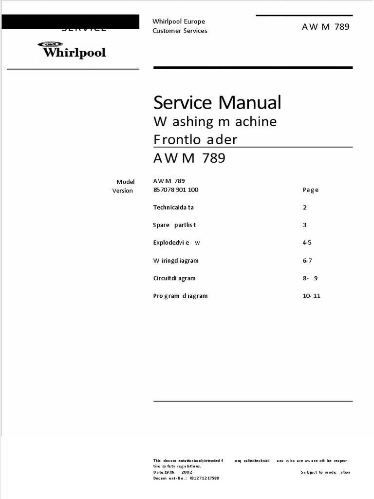 Whirlpool Awm 789 600 | PDF