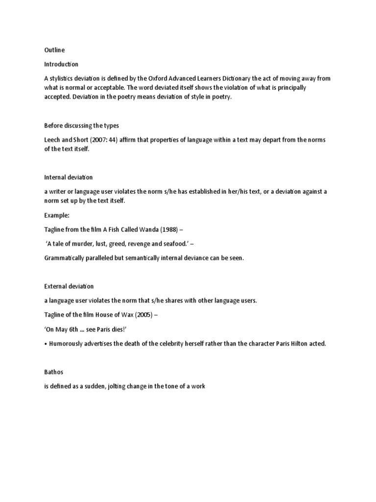Types of Deviation in Stylistics | PDF