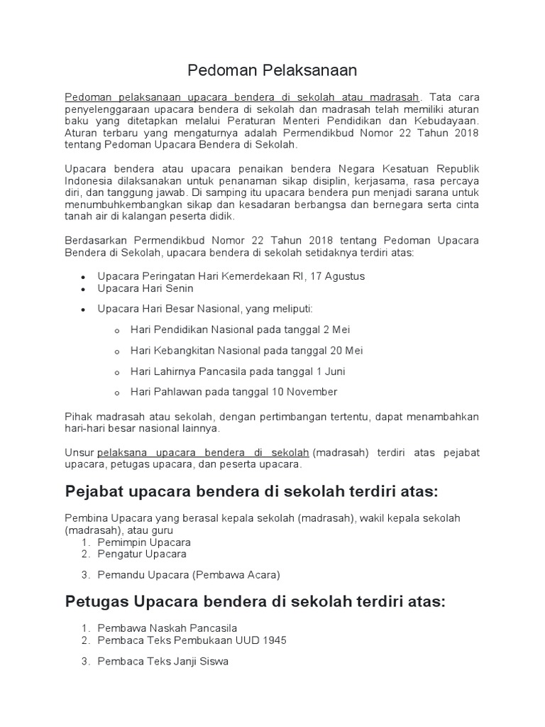 Pedoman Upacara Bendera di Sekolah | PDF