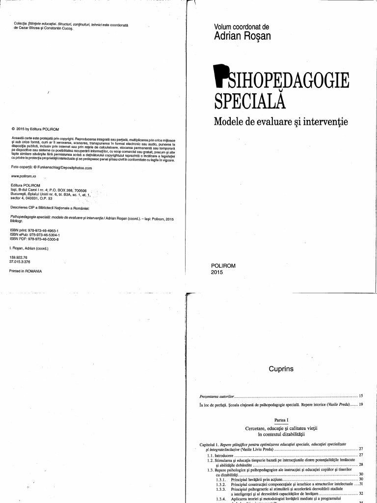 Psihopedagogie Speciala. Modele de Evaluare Si Interventie - Adrian ...
