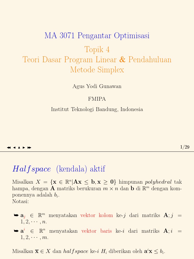 Teori Dasar Program Linear dan Metode Simplex | PDF