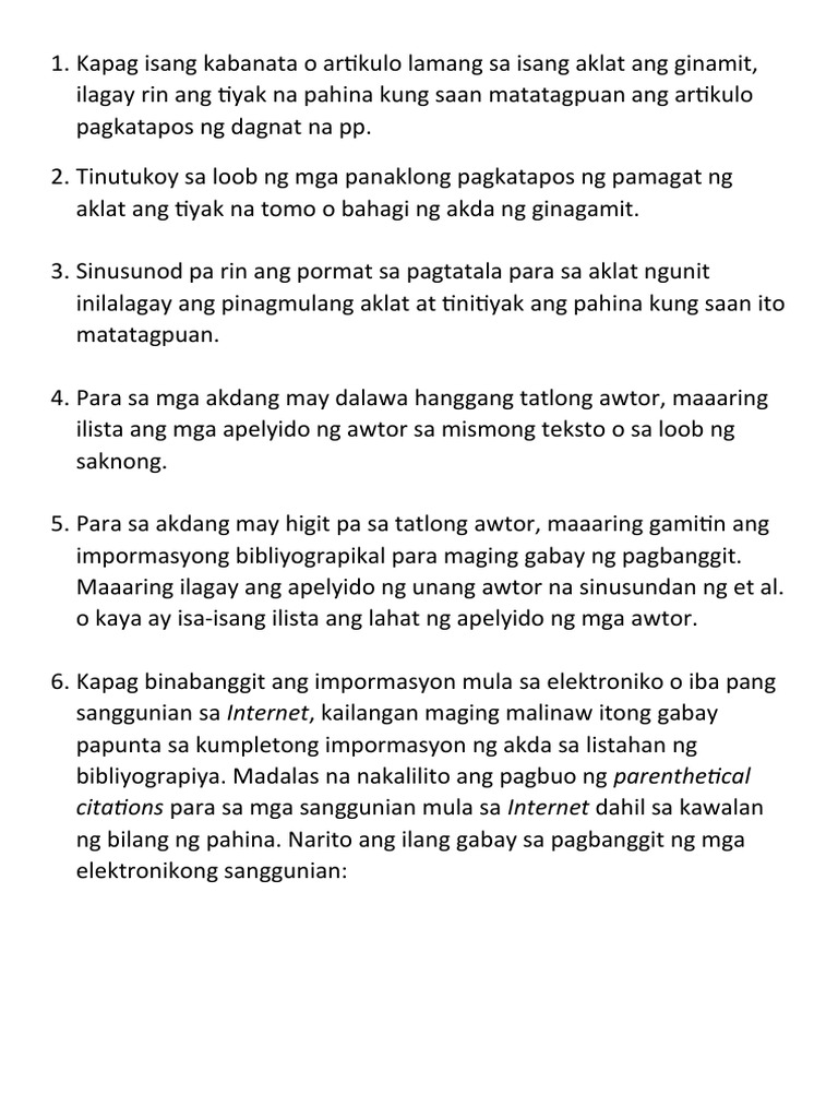 Kapag Isang Kabanata o Artikulo Lamang Sa Isang Aklat Ang Ginamit | PDF