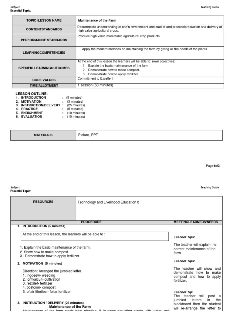 TLE 8 - Lesson 1 First Quarter | PDF