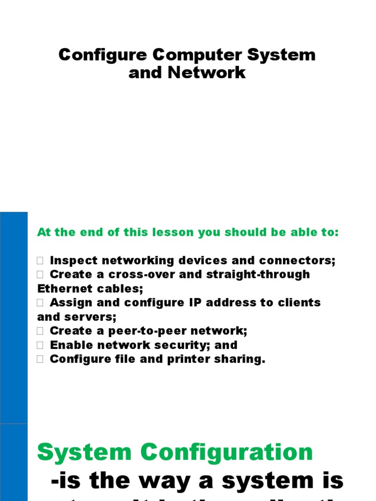 Lesson 2 Configure Computer System and Network | PDF
