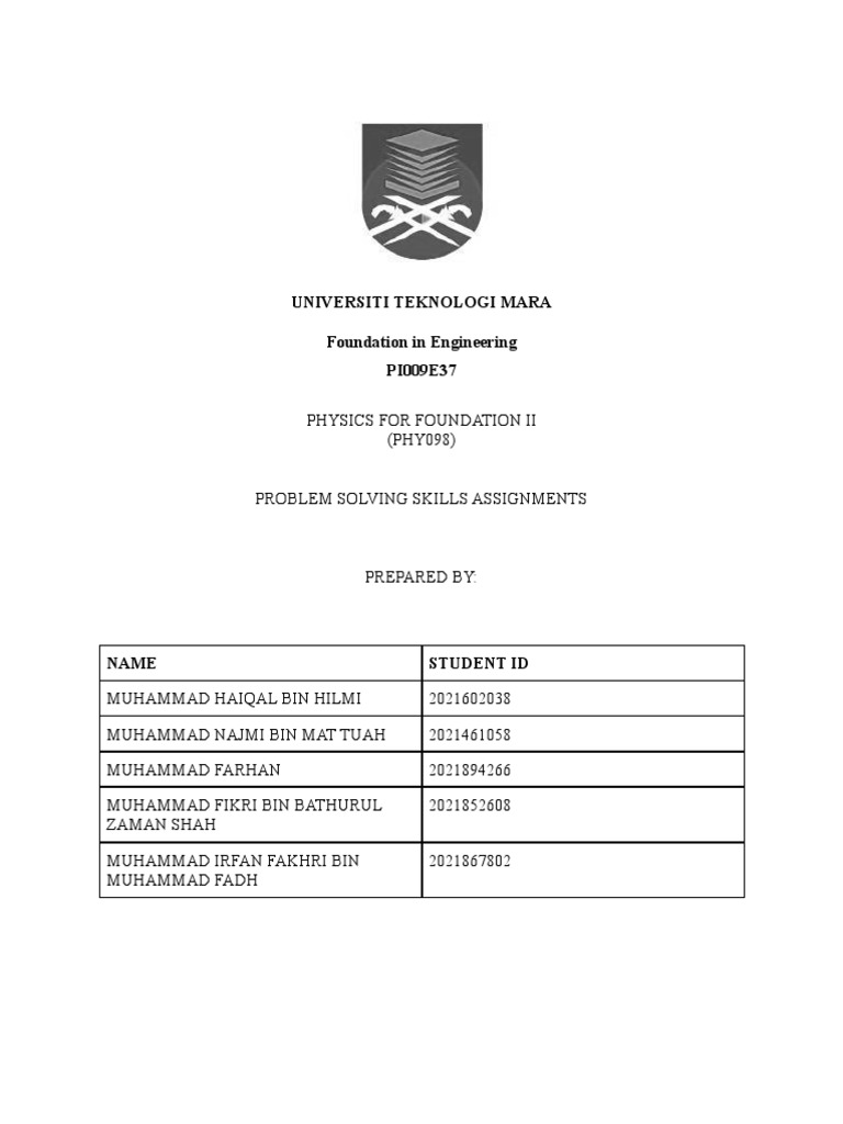 Phy098 Problem Solving Assignment | PDF | Glasses | Radiation