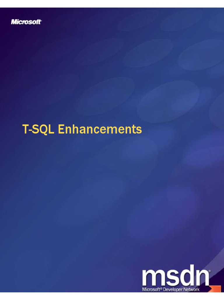 T Sql Enhancements Pdf Microsoft Sql Server Sql