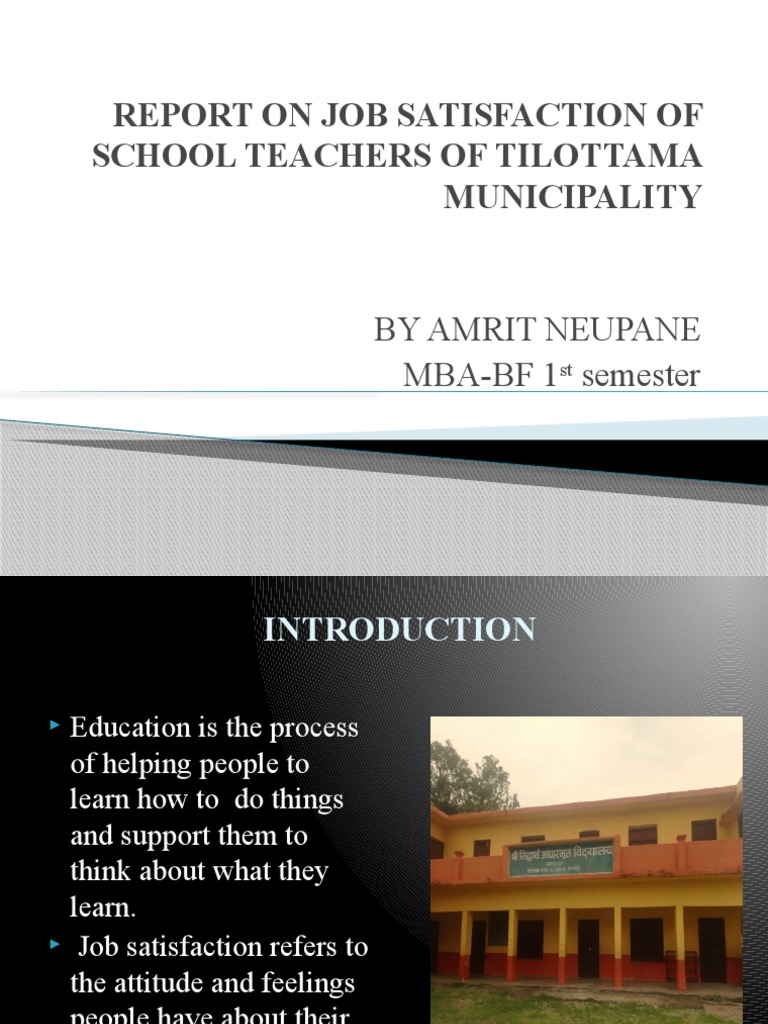 Presentation On Job Satisfaction | PDF | Job Satisfaction | Teachers