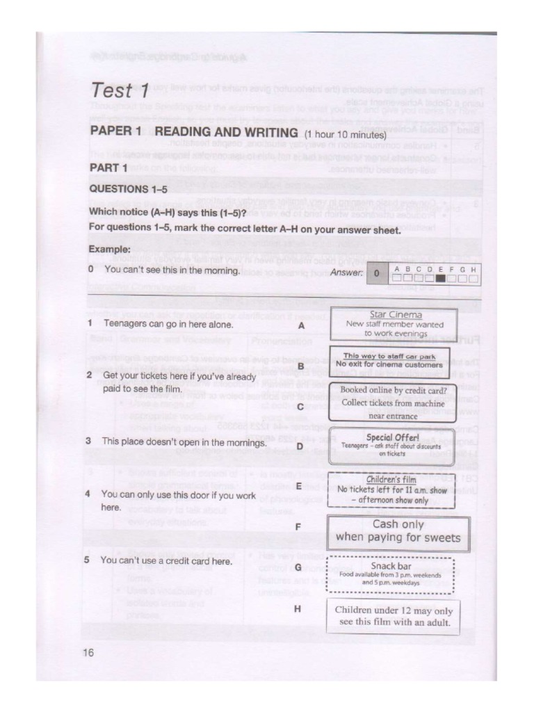 Test 1 - KET 7 | PDF