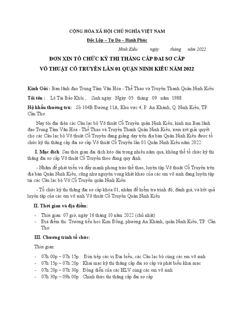 Đơn Xin T CH C K Thi | PDF Đơn Xin T CH C K Thi | PDF