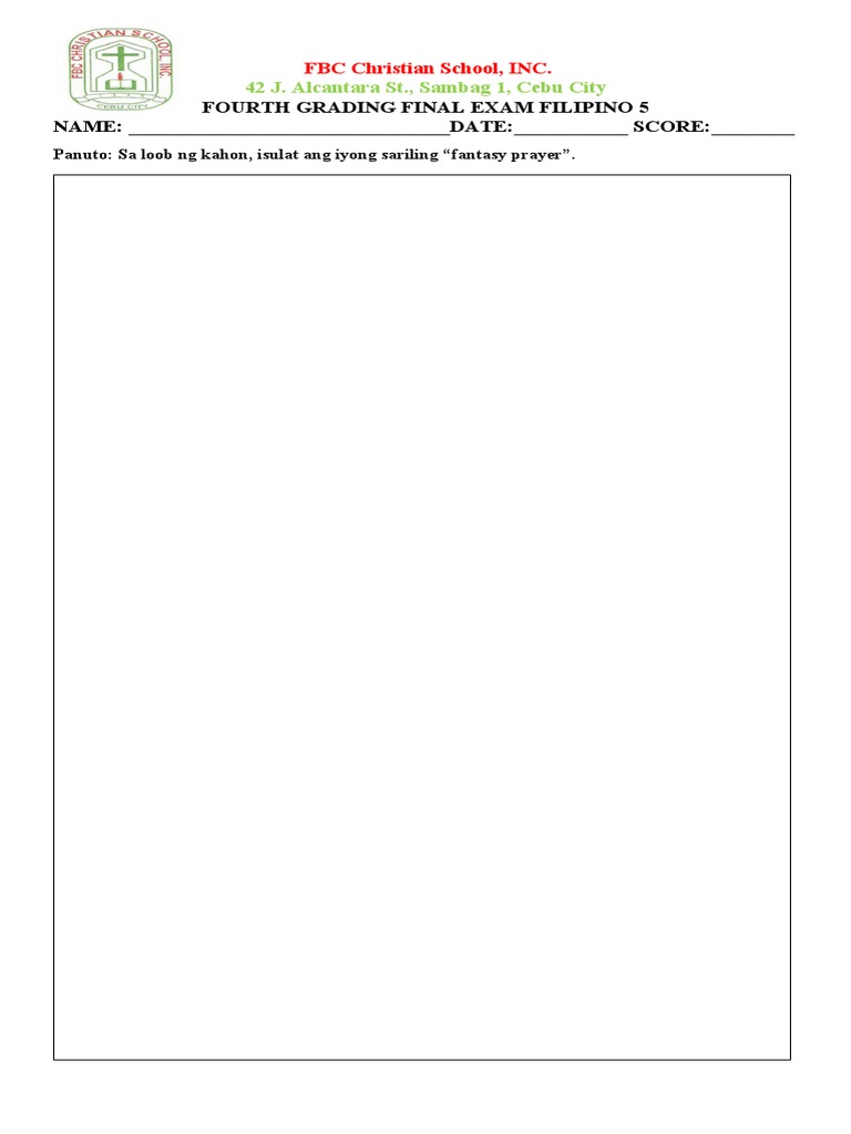 Grade 5 Final Exam March 2020 | PDF