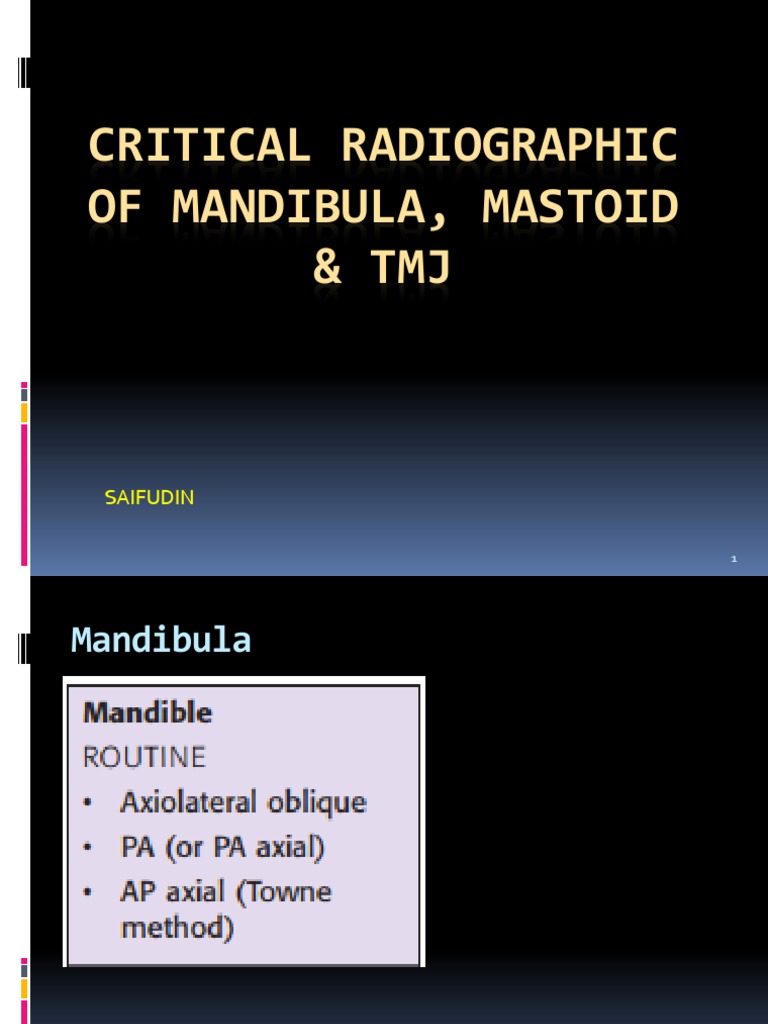 Kritisi Mandibula, Mastoid, TMJ | PDF