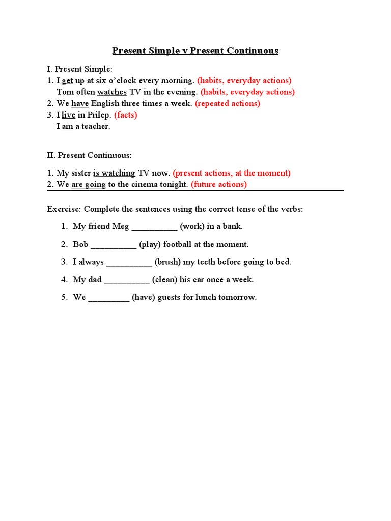 Present Simple vs Continuous Tenses Guide | PDF