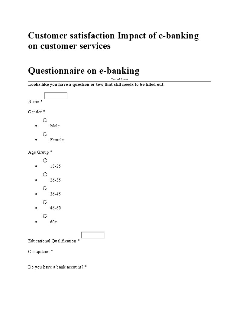 E-Banking Customer Satisfaction Survey | PDF