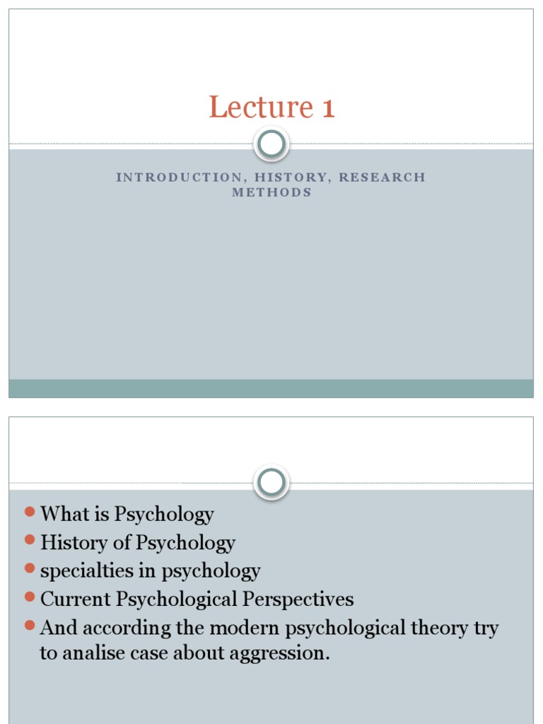 Lecture 1-Introduction, History of Psychology | PDF | Psychology | Behaviorism