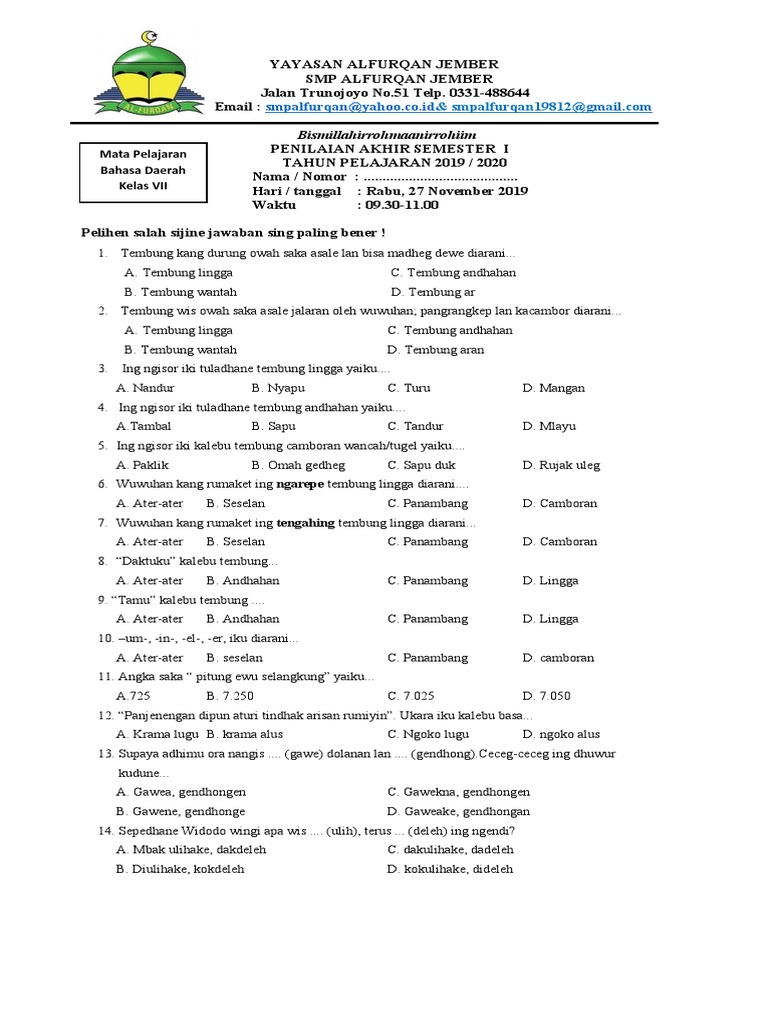 Soal Pas BD SM 1 | PDF