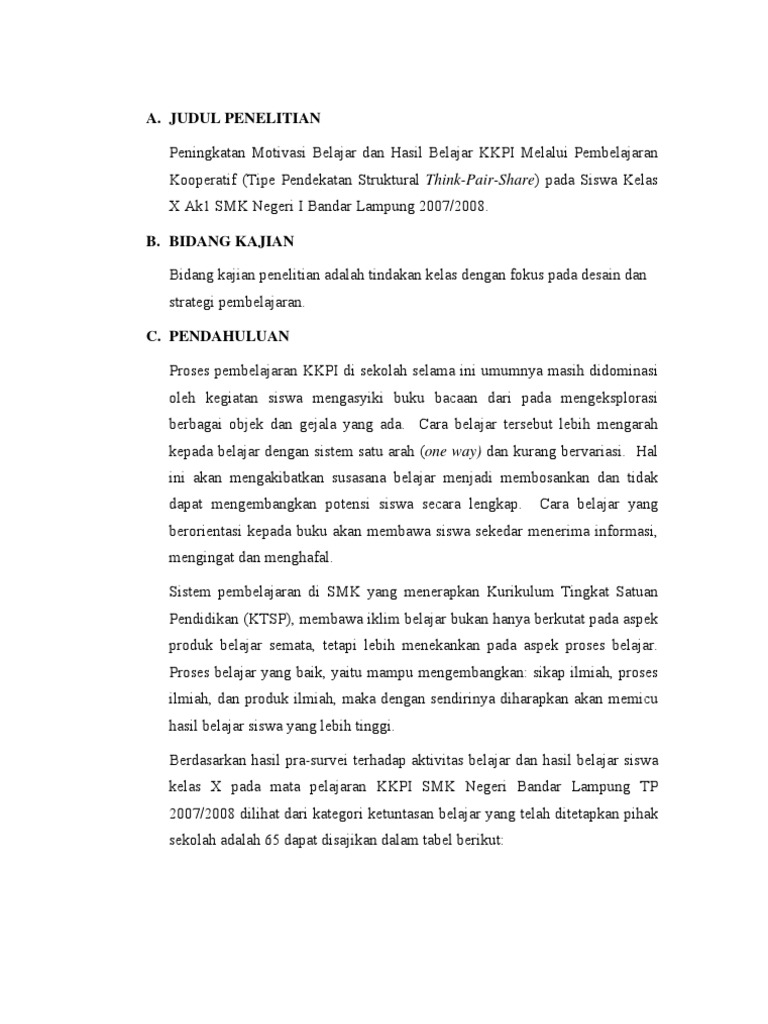 Contoh Proposal PTK | PDF | Karier & Perkembangan | Kesehatan Holistik