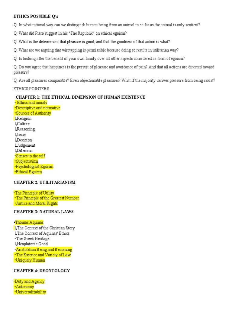 Ethics Reviewer For Midterms | PDF | Morality | Utilitarianism