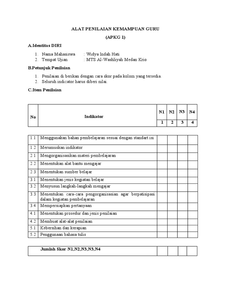 Penilaian Kemampuan Guru APKG | PDF