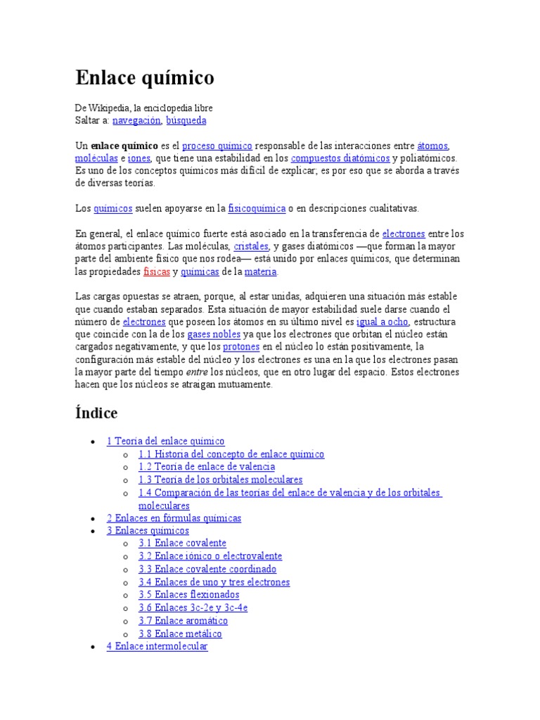 Enlace Químico | PDF | Enlace químico | Enlace covalente