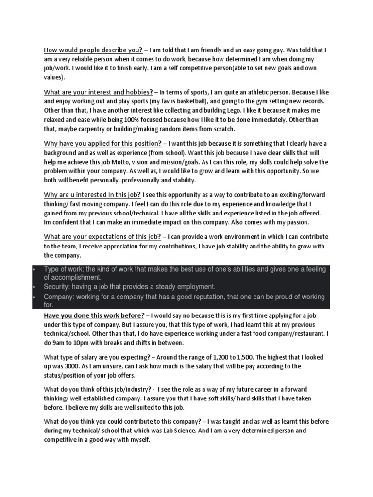 CIE Interview Answers | Download Free PDF | Experience | Psychological ...