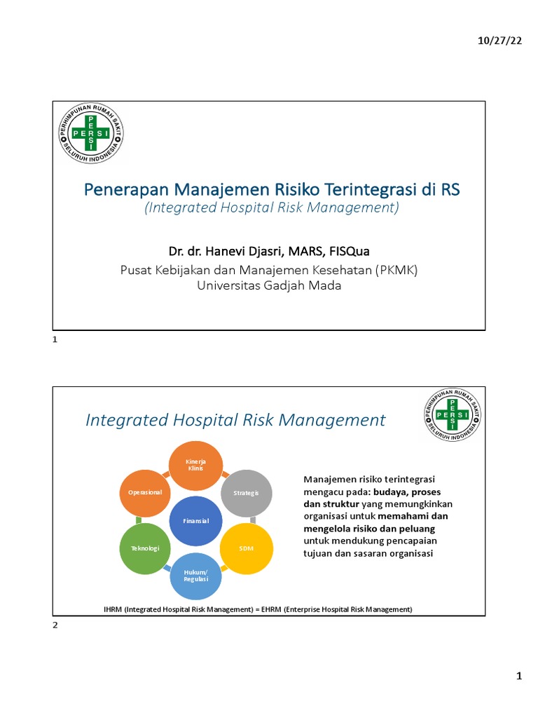 Penerapan Manajemen Risiko Terintegrasi Di RS (Hanevi Djasri) | PDF