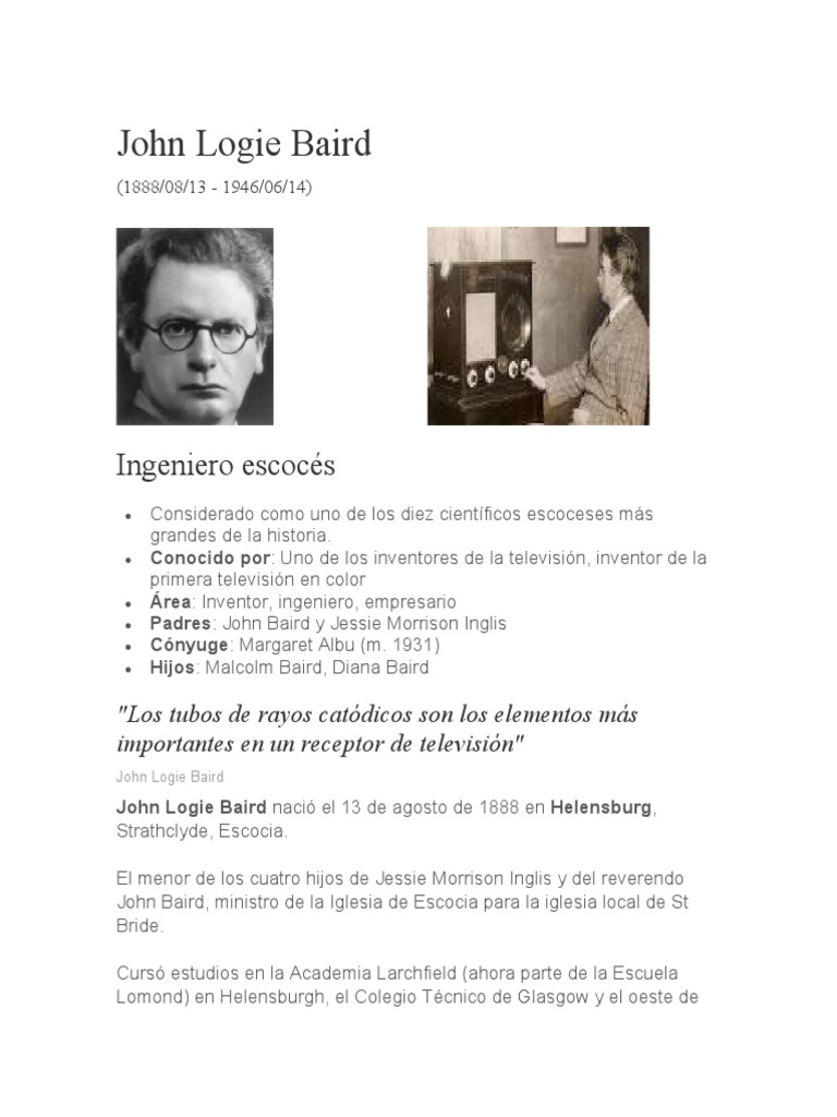 Biografía de John Logie Baird | PDF | Ciencias sociales | Arte