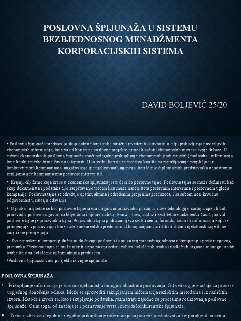 Poslovna Spijunaza | PDF