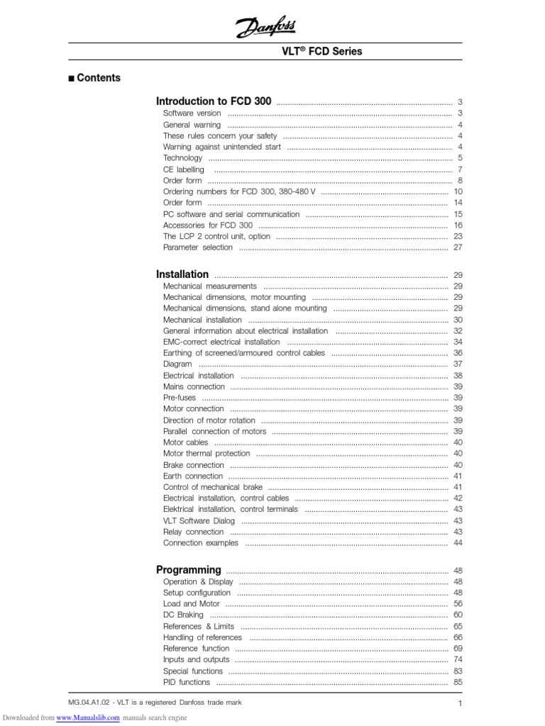 VLT FCD 300 | PDF | Mains Electricity | Electric Motor
