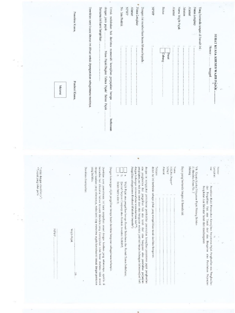 Form Validasi PPH Kota Malang | PDF
