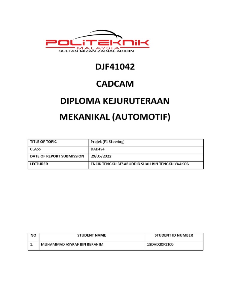 Report F1 Steering | PDF | Computer Aided Design | Numerical Control
