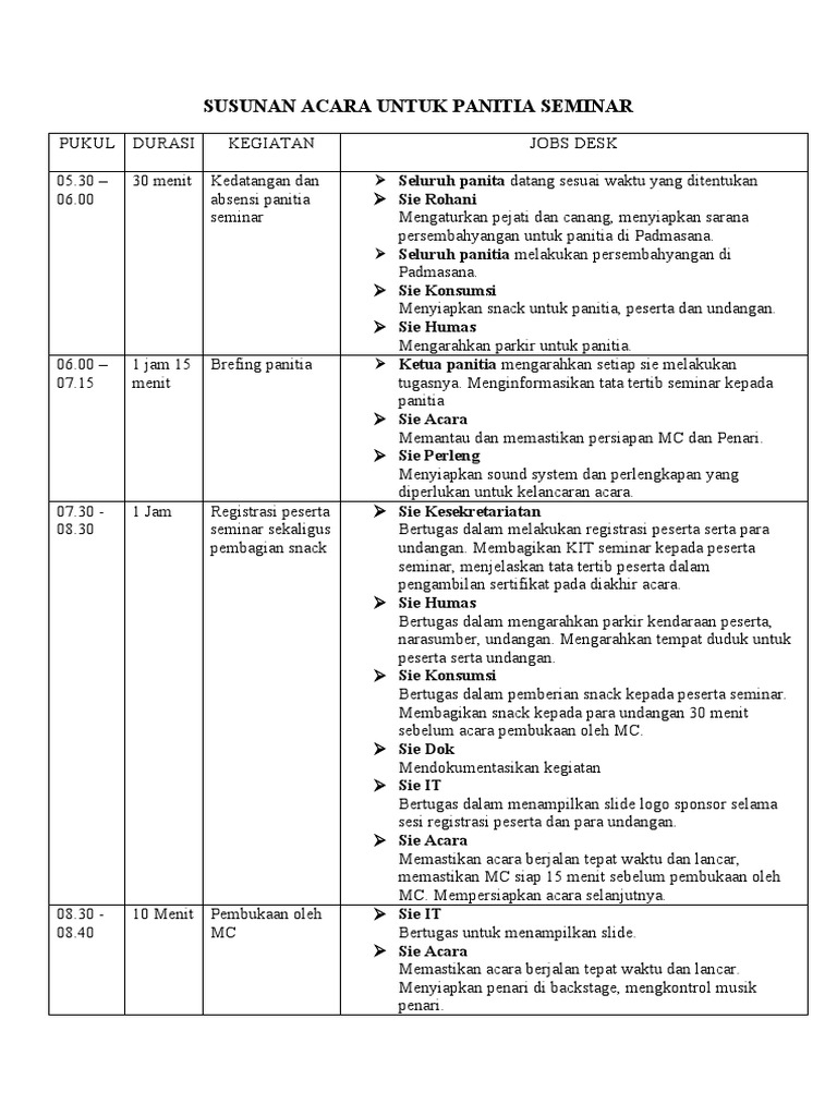 Susunan Acara Seminar | PDF
