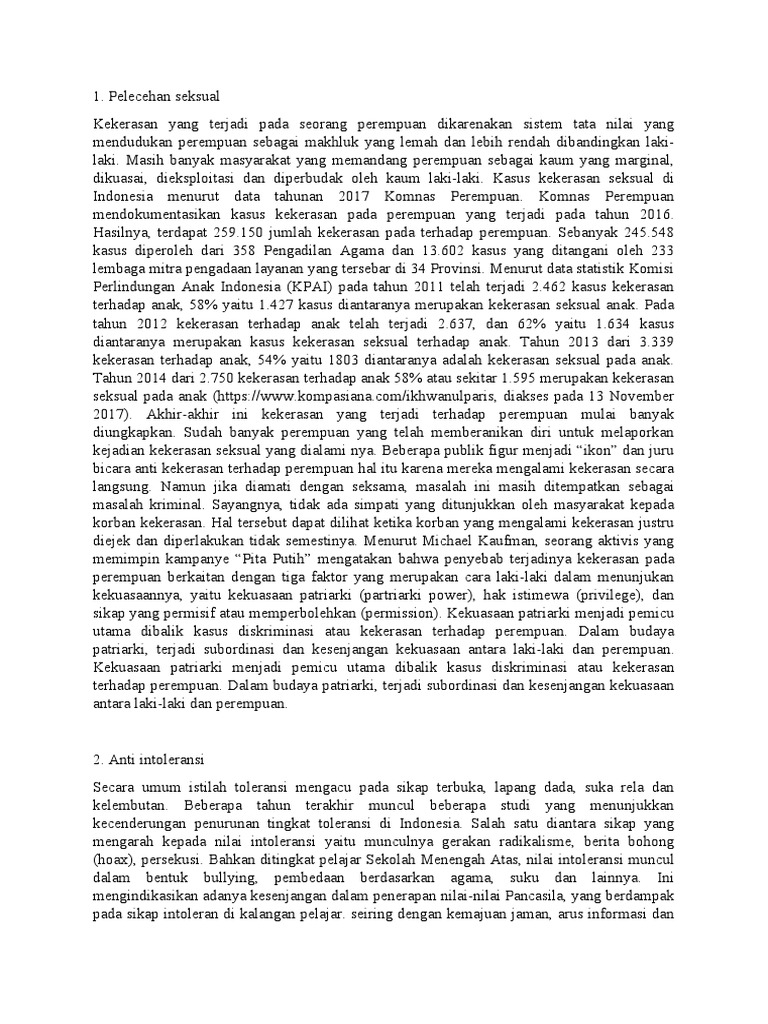 Anti Intoleransi, Kekerasan Seksual Dan Perundungan Didunia Pendidikan | PDF