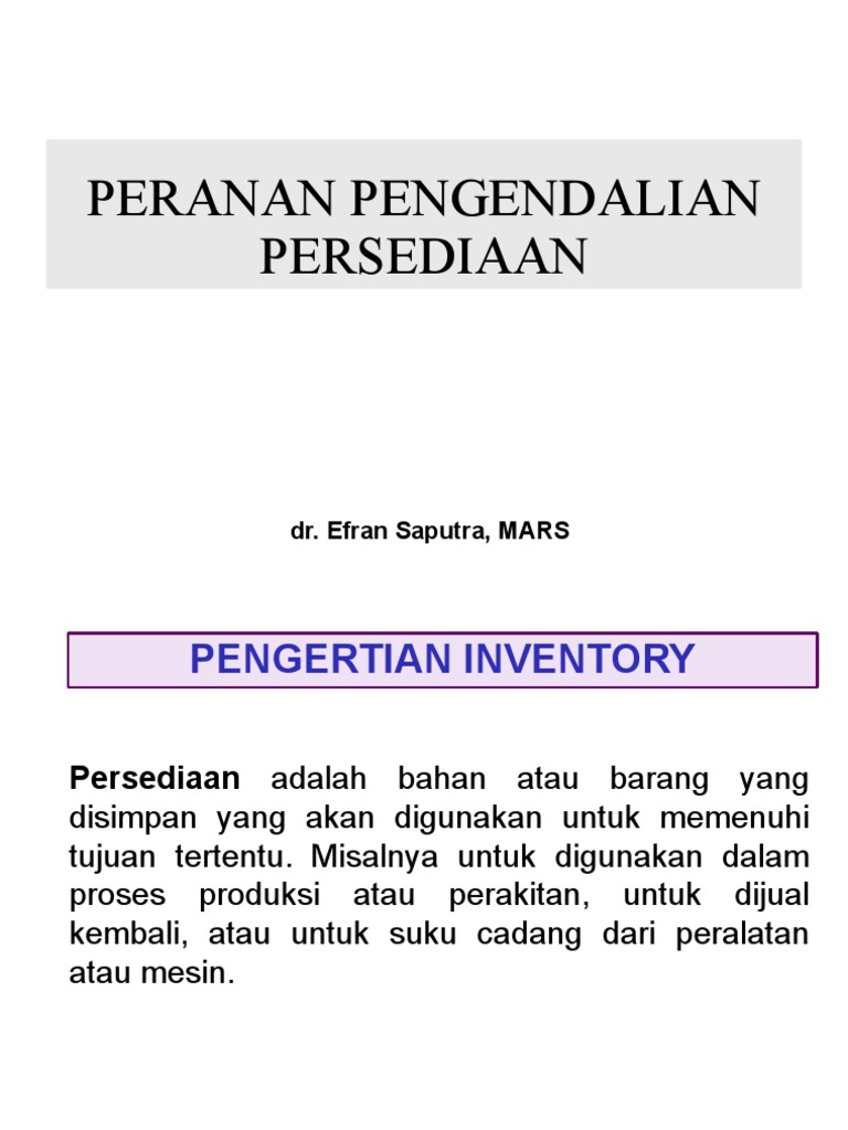 Peranan Pengendalian Persediaan Pdf