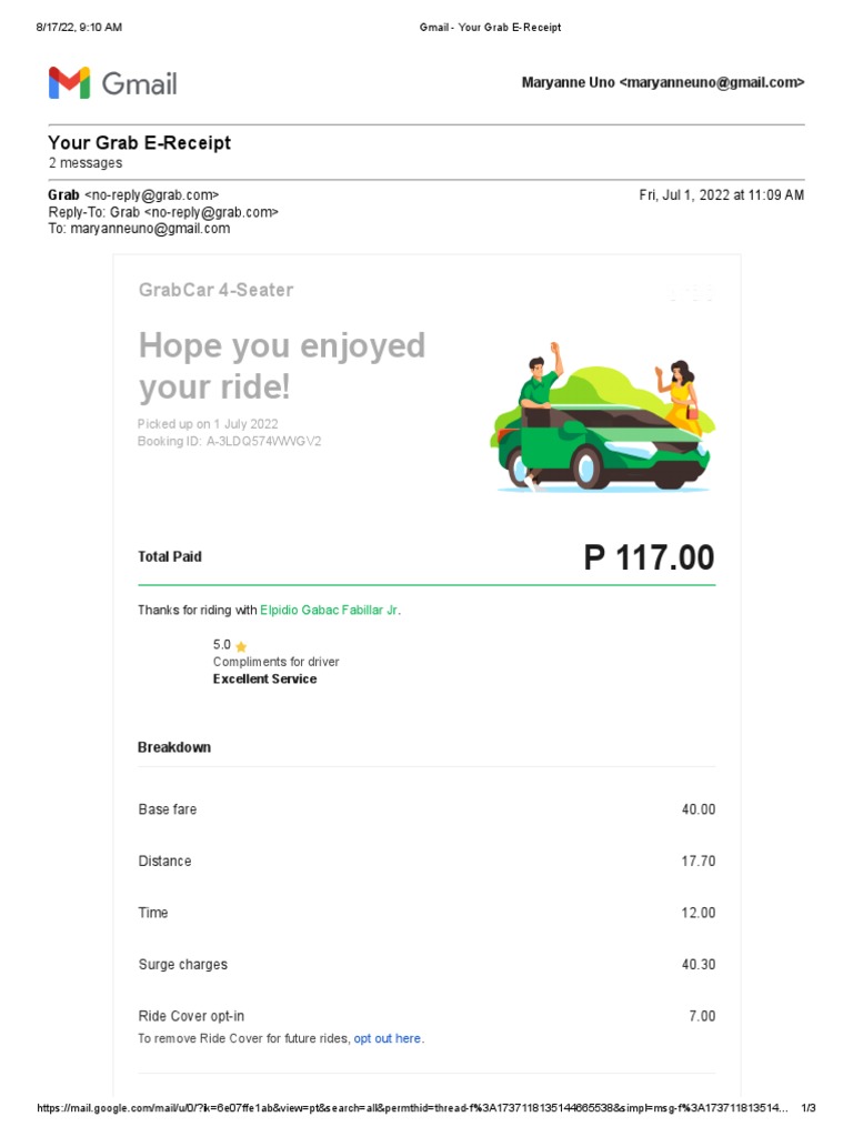 July 1 - Gmail - Your Grab E-Receipt | PDF