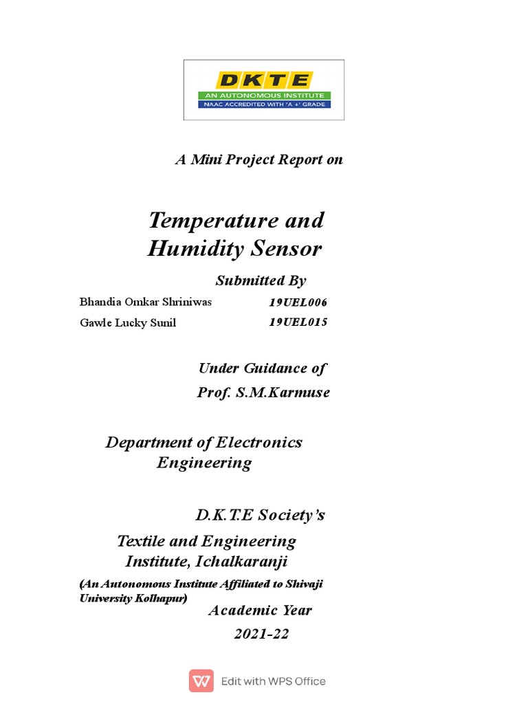 Temperature and Humidity Sensor | PDF | Arduino | Sensor