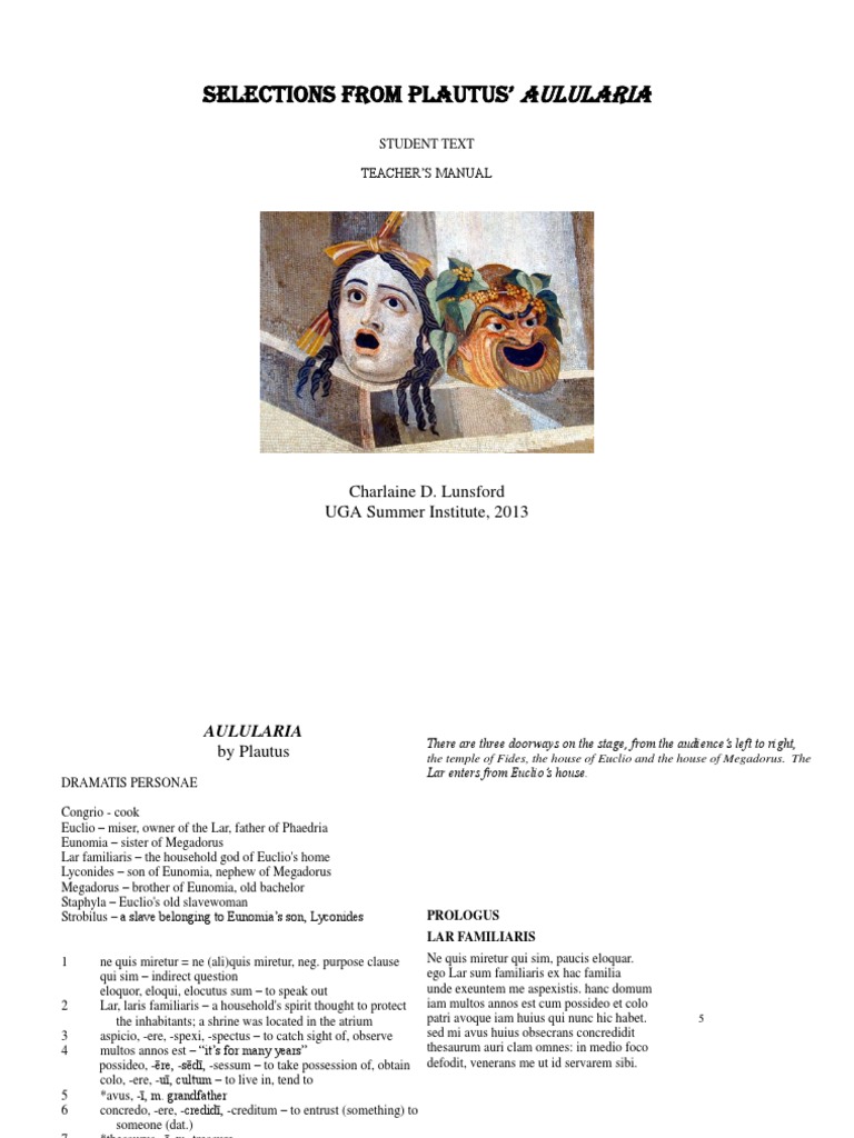 Aulularia Plauto - Selections | PDF