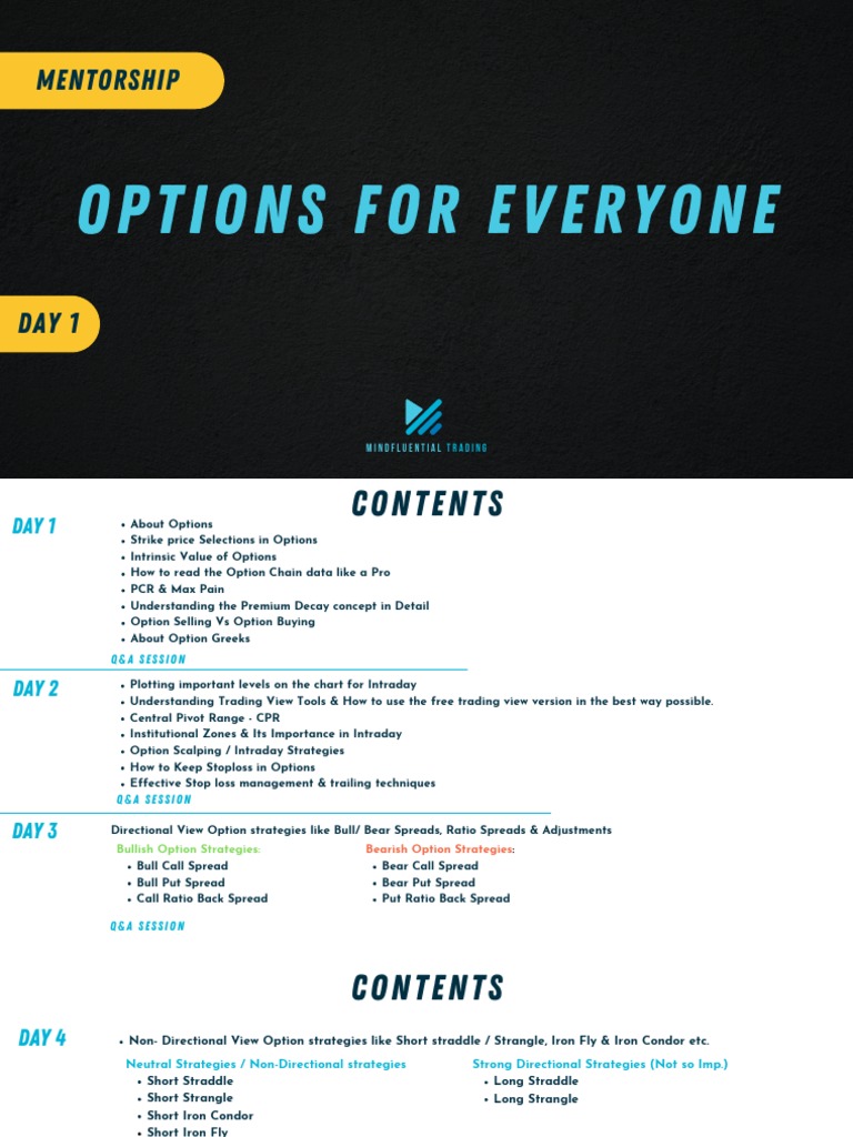 Options Mentorship - Day 1 | PDF | Greeks (Finance) | Option (Finance)