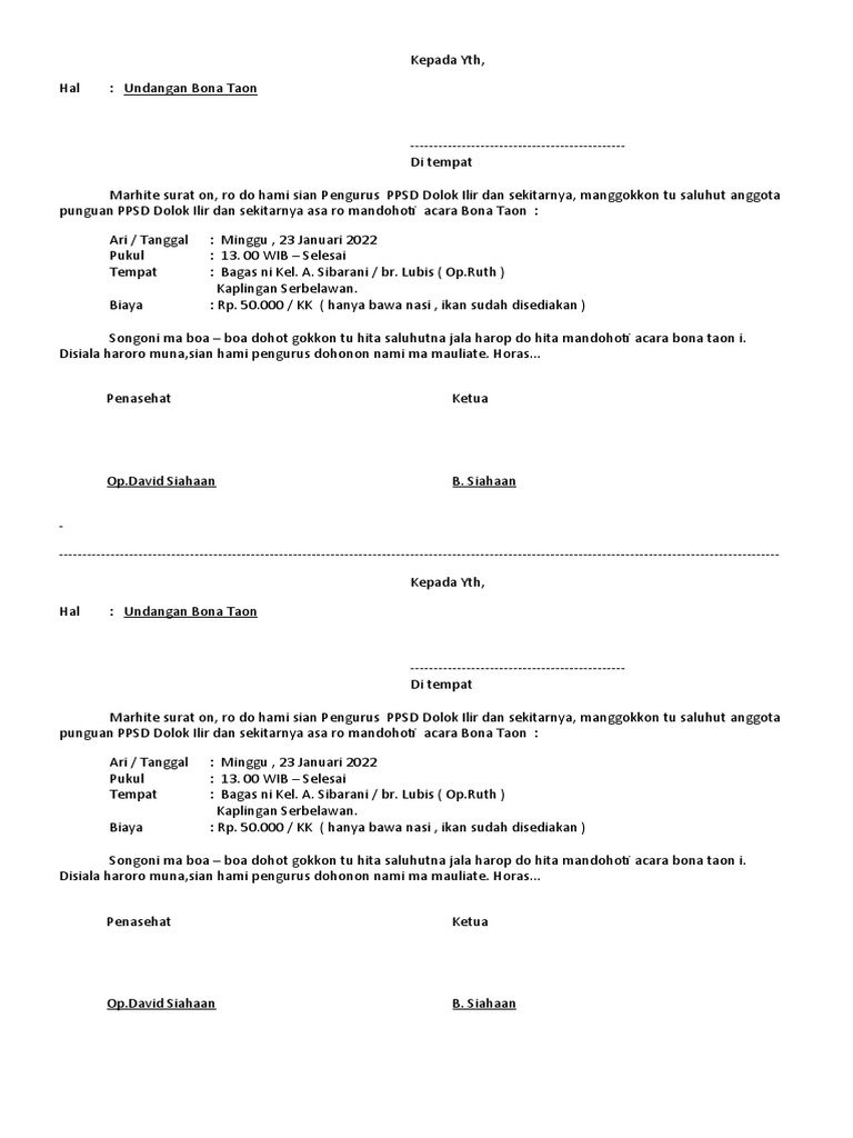 Undangan Acara Bona Taon PPSD | PDF