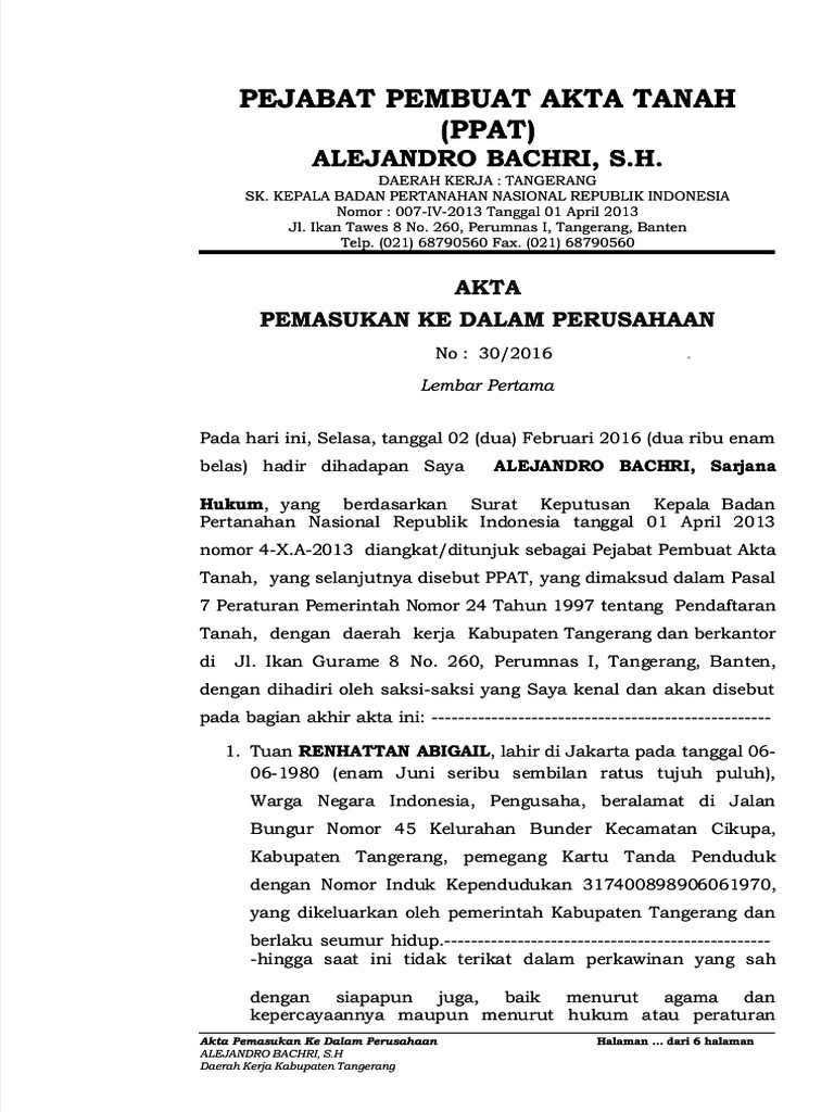PDF Akta Inbreng Kelompok Compress | PDF
