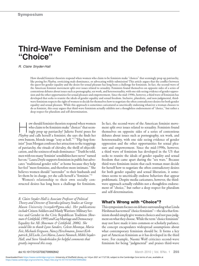 Third Wave Feminism and The Defense of Choice | PDF | Gender Studies ...