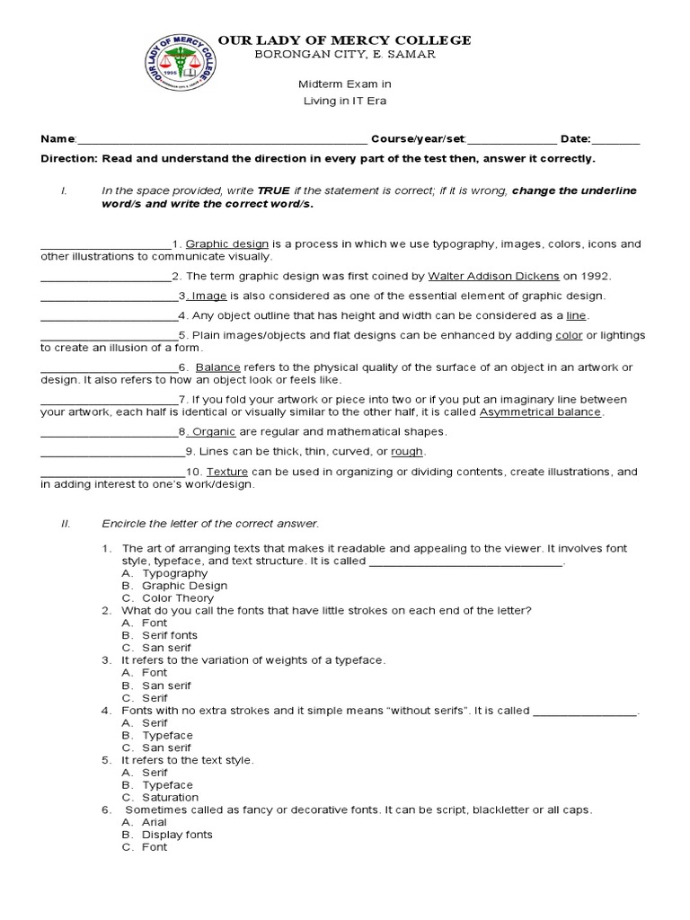 IT Midterm Exam | PDF | Typefaces | Serif