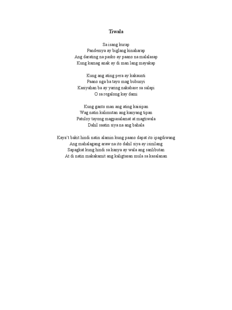 Tula Sa Filipino - Tiwala | PDF