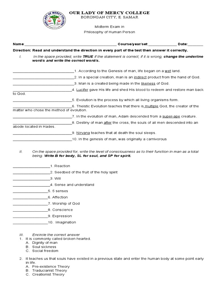 Philosophy Midterm Exam | PDF | Soul | God Philosophy Midterm Exam | PDF | Soul | God