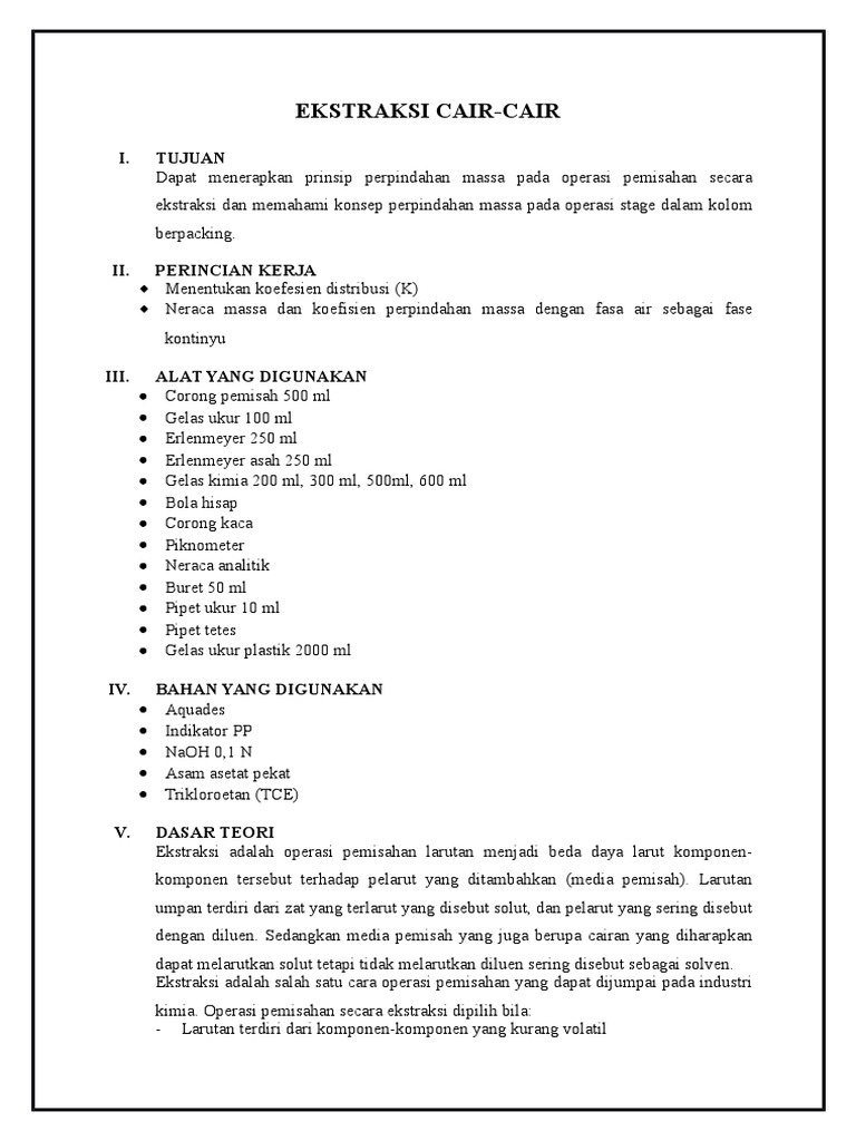 Laporan Lengkap Ekstraksi Cair Cair | PDF